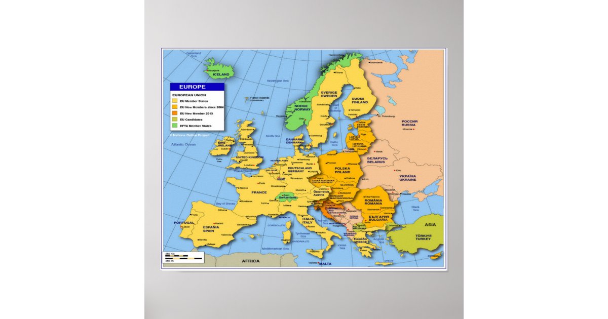 Europe map poster | Zazzle