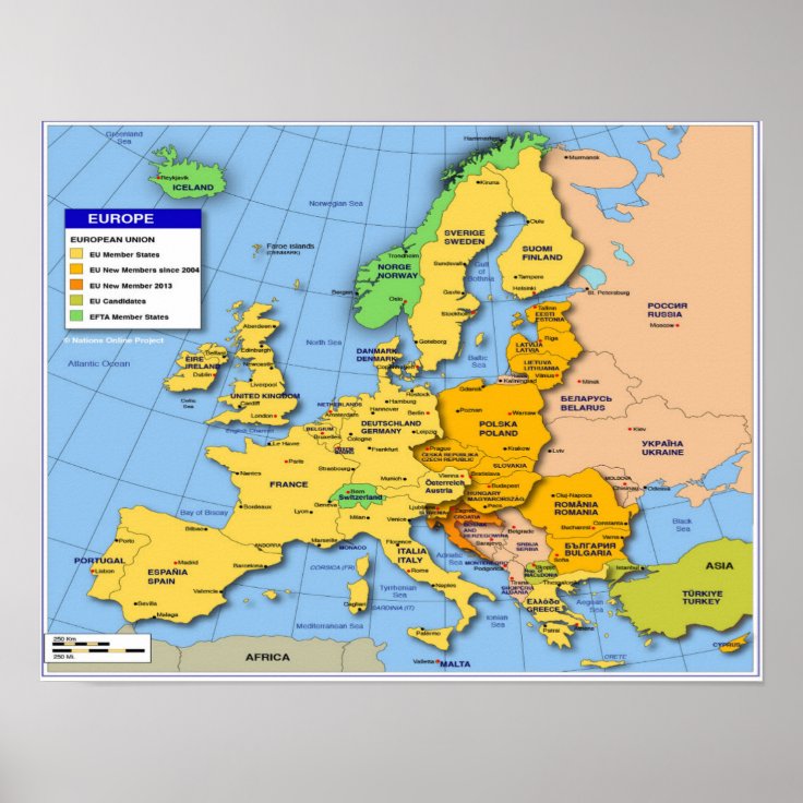 Europe map poster | Zazzle