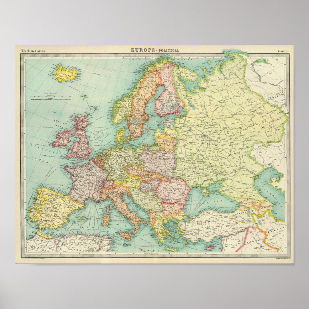 Europe political Map Poster | Zazzle