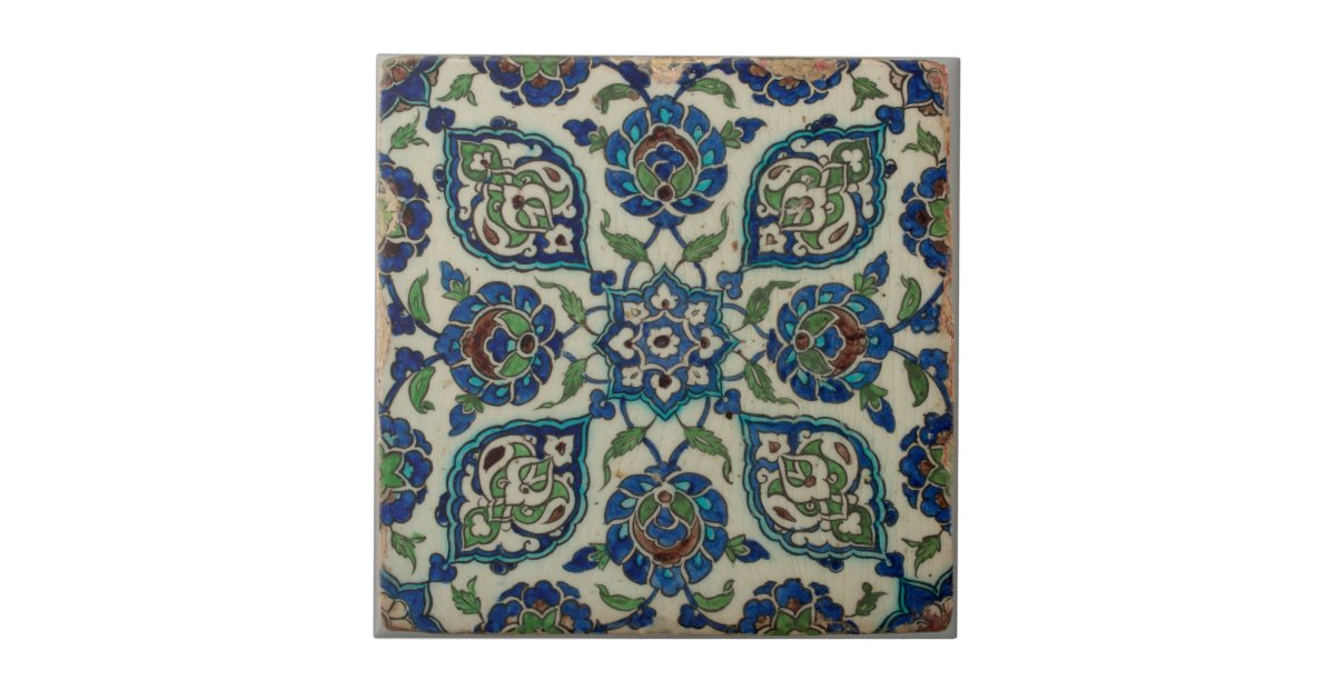European Artesian Craftmanship Blue Green Ceramic Tile | Zazzle