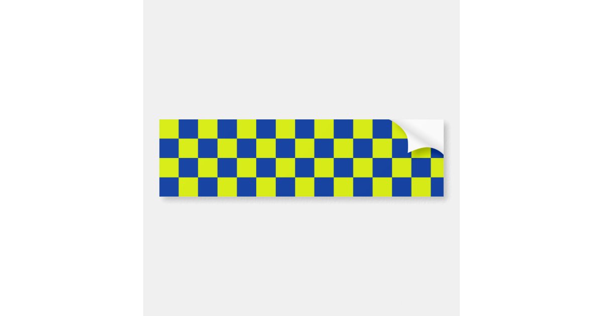 european police cars square colors checkered patte bumper sticker | Zazzle