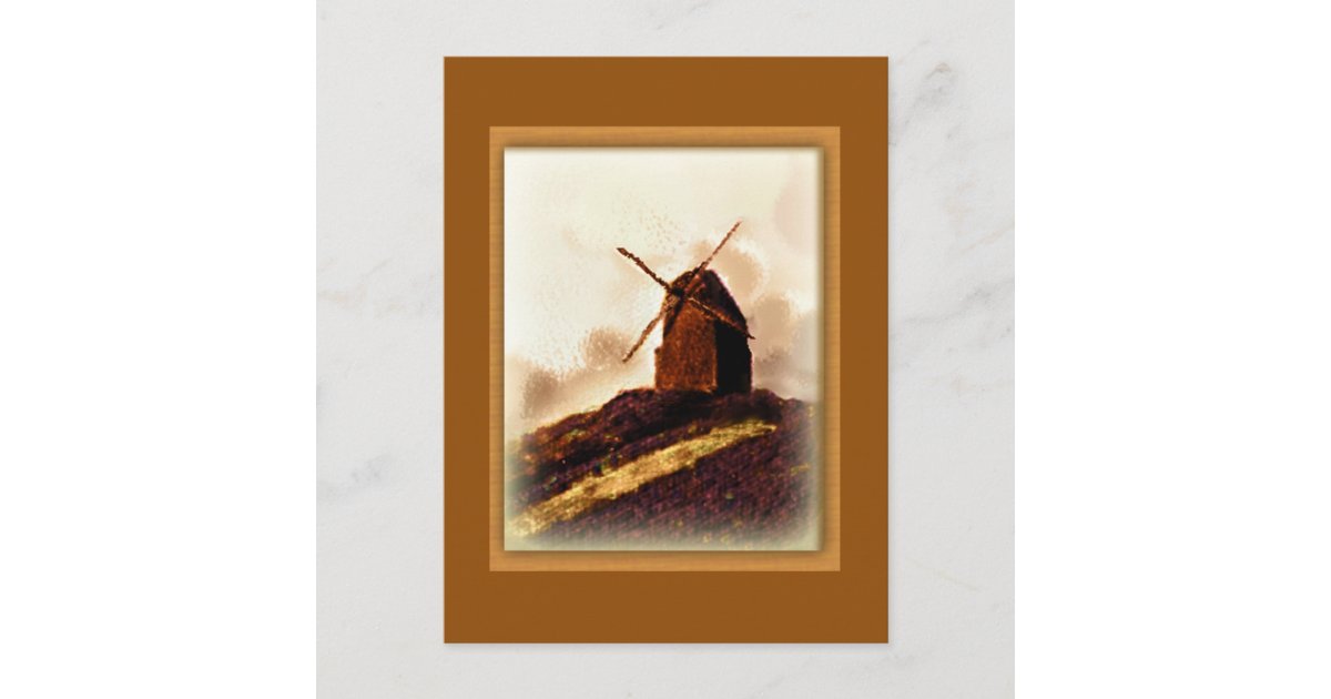 European Sepia Windmill Postcard | Zazzle