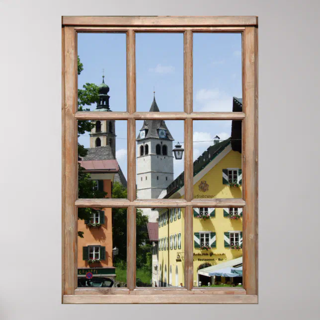 European Town View from a Window Poster | Zazzle