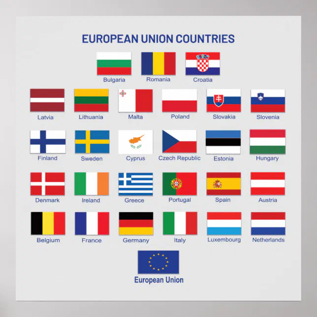 European Union Flags EU Countries Poster | Zazzle