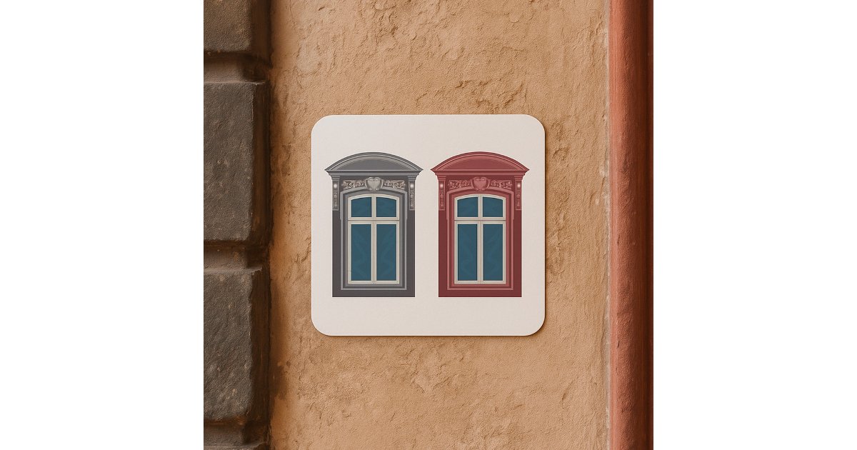 European Window Ornate Architectural Art Square Sticker | Zazzle