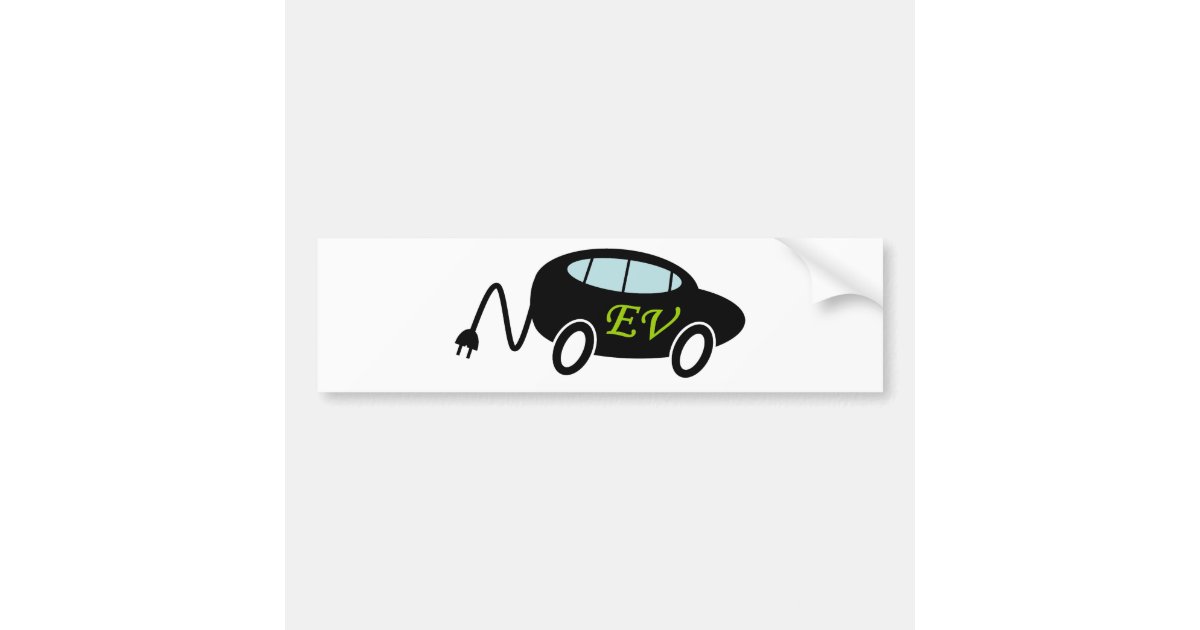 EV car and plug Bumper Sticker | Zazzle