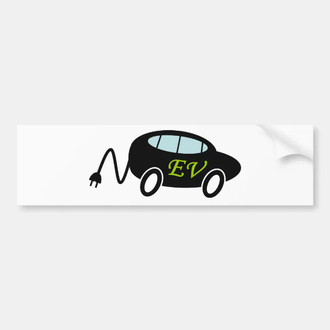 EV car and plug Bumper Sticker | Zazzle