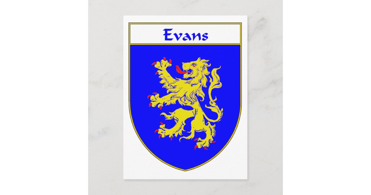 Evans Coat of Arms/Family Crest (Wales) Postcard | Zazzle