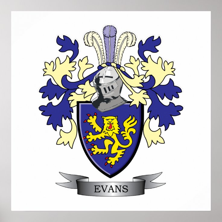 Evans Family Crest Coat of Arms Poster | Zazzle
