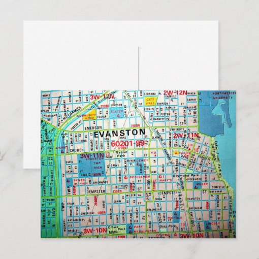 EVANSTON, IL Vintage Map Postcard | Zazzle