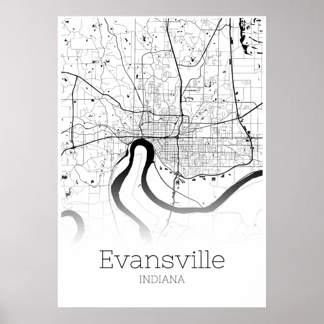 Evansville Map - Indiana - City Map Poster | Zazzle Evansville Map - Indiana - City Map Poster | Zazzle