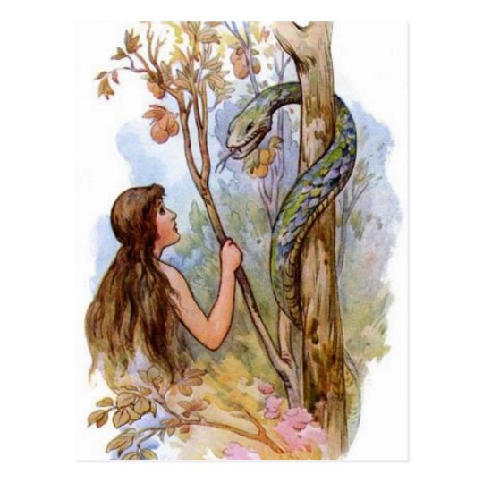 Eve And The Serpent Postcard | Zazzle.com