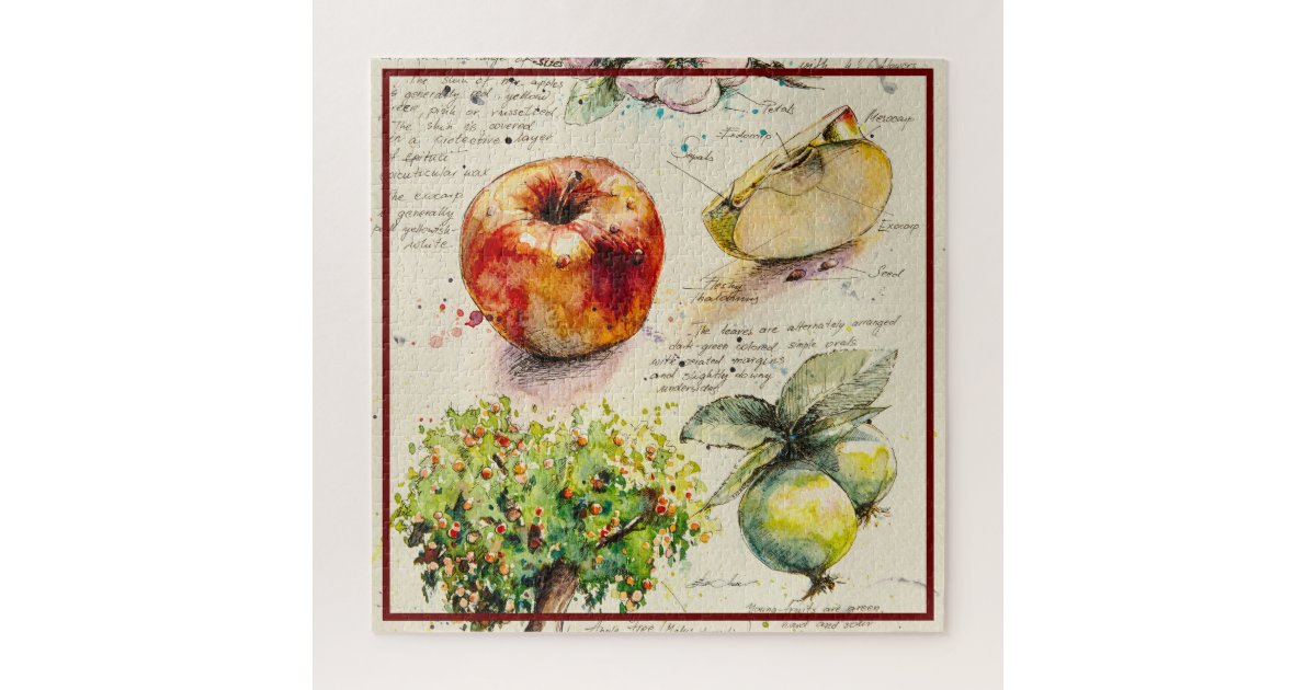 EVE Painted Illustration of Apple Jigsaw Puzzle | Zazzle