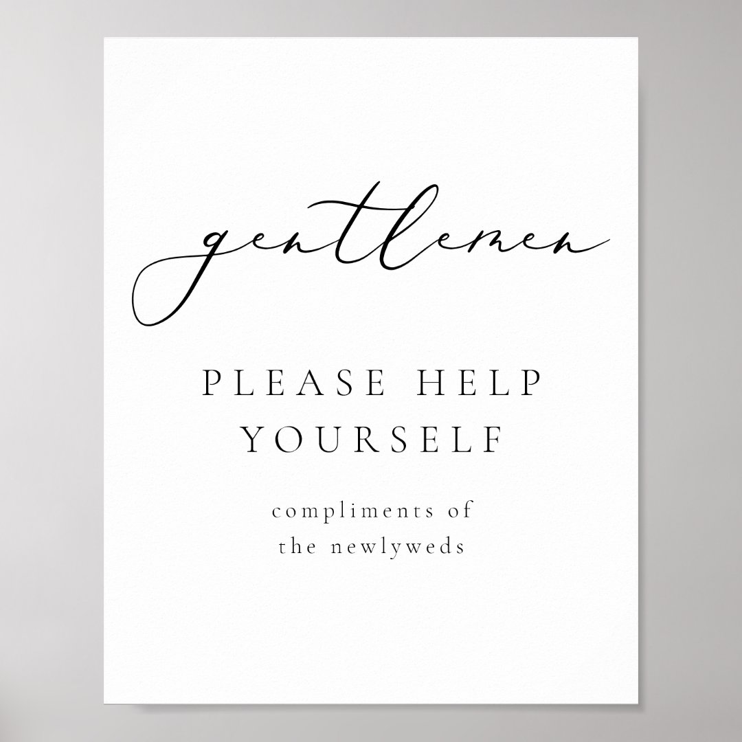 EVELYN Calligraphy Gentlemen Bathroom Toiletry Poster | Zazzle