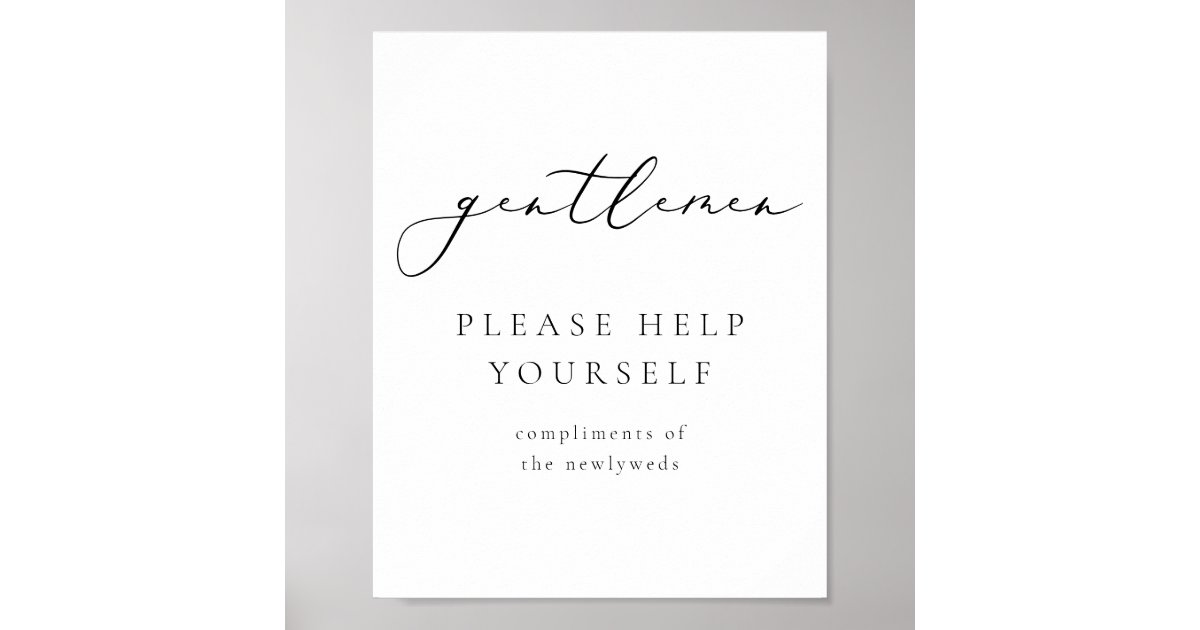 EVELYN Calligraphy Gentlemen Bathroom Toiletry Poster | Zazzle