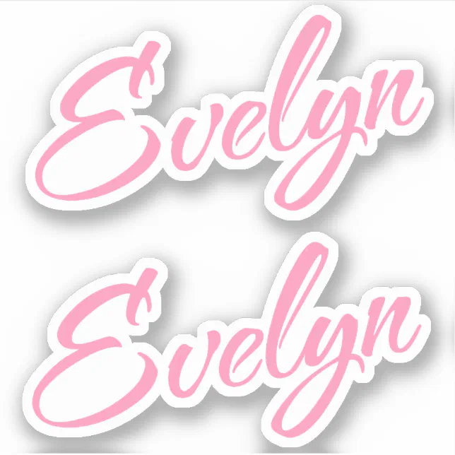 Evelyn Decorative Name in Pink x2 Sticker | Zazzle
