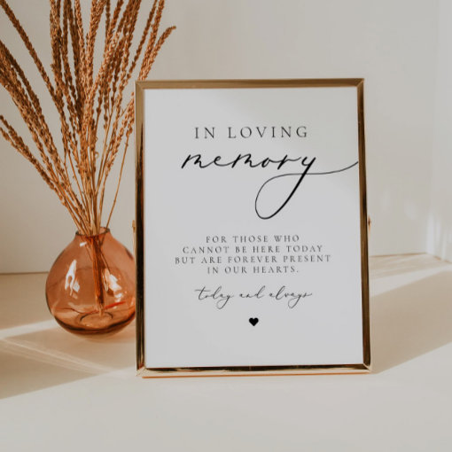 EVELYN Elegant Calligraphy In Loving Memory Poster | Zazzle
