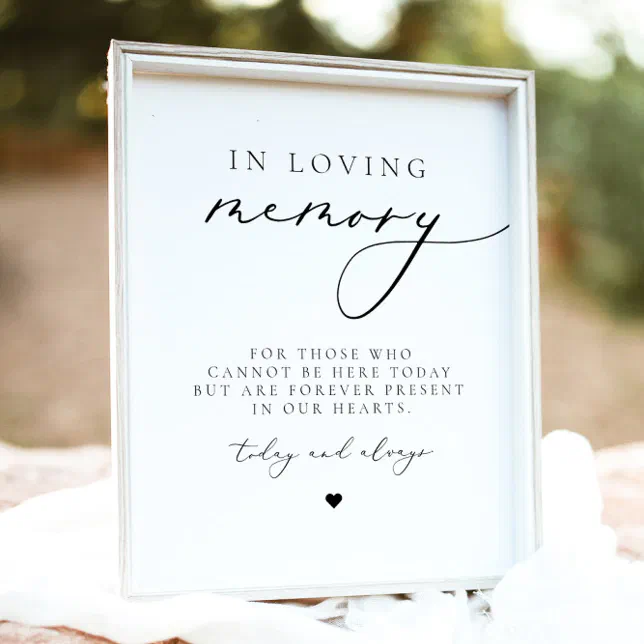 EVELYN Elegant Calligraphy In Loving Memory Poster | Zazzle