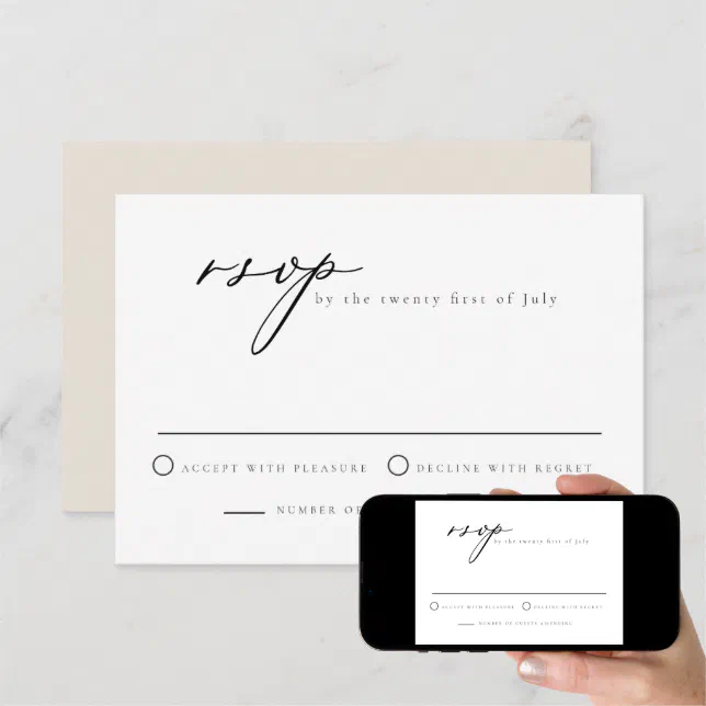 EVELYN Elegant Calligraphy Script Modern RSVP Card | Zazzle