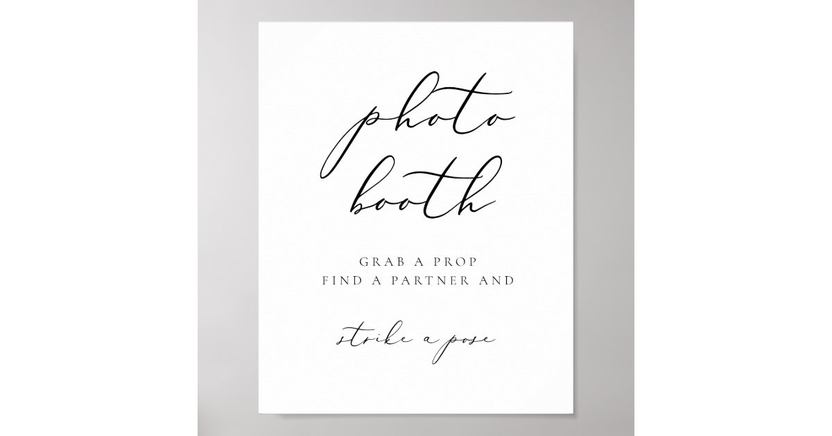 EVELYN Modern Elegant Calligraphy Photo Booth Post Poster | Zazzle