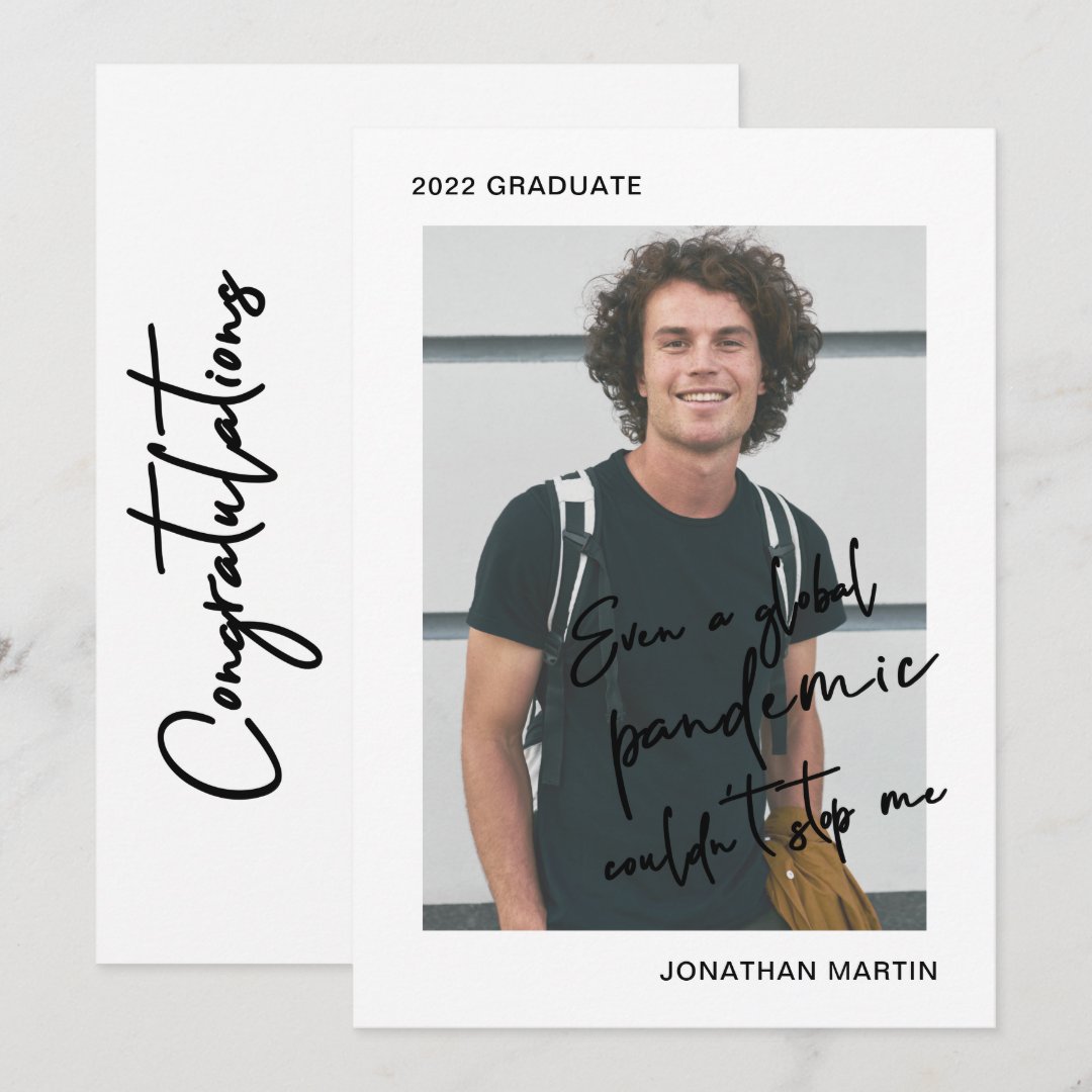 Even a Pandemic One Photo Graduation Party Invitation | Zazzle