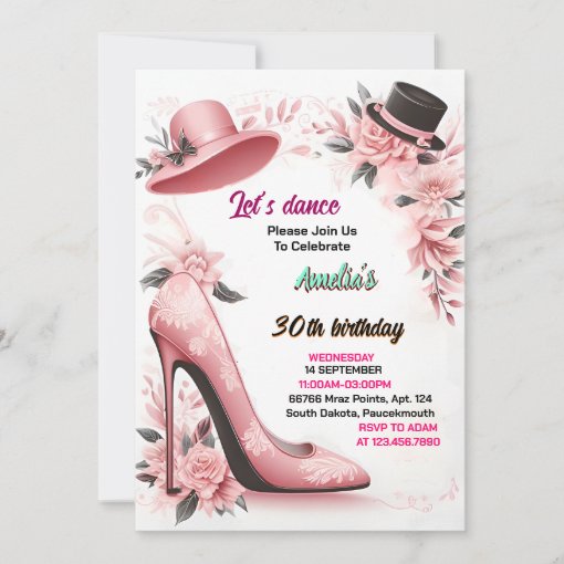 Even Shoe Stylish Adult Ladies Night 30th Birthday Invitation | Zazzle