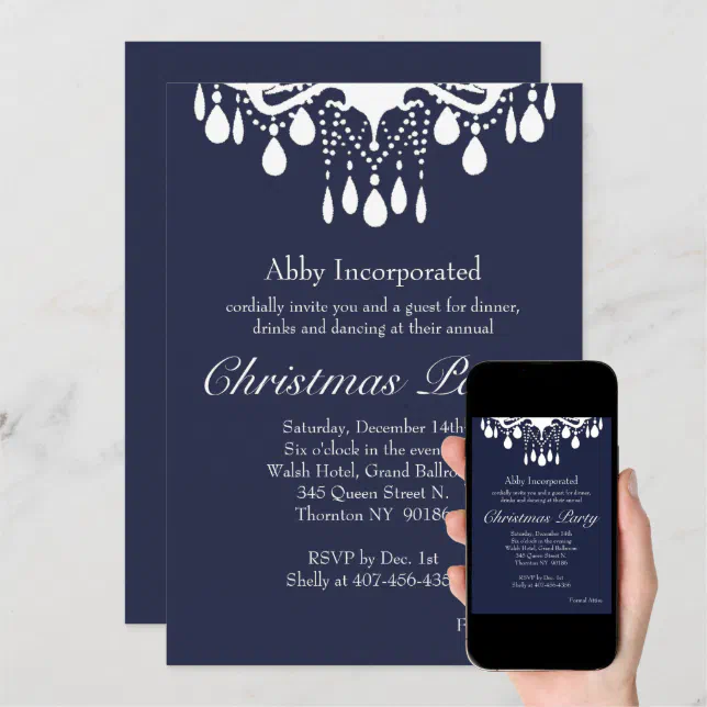 Evening Grand Ballroom Christmas Party Invitation | Zazzle