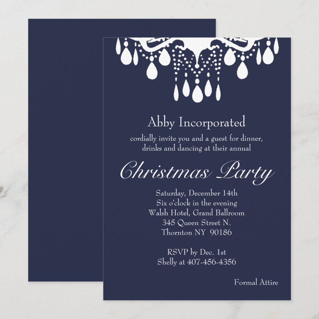 Evening Grand Ballroom Christmas Party Invitation | Zazzle