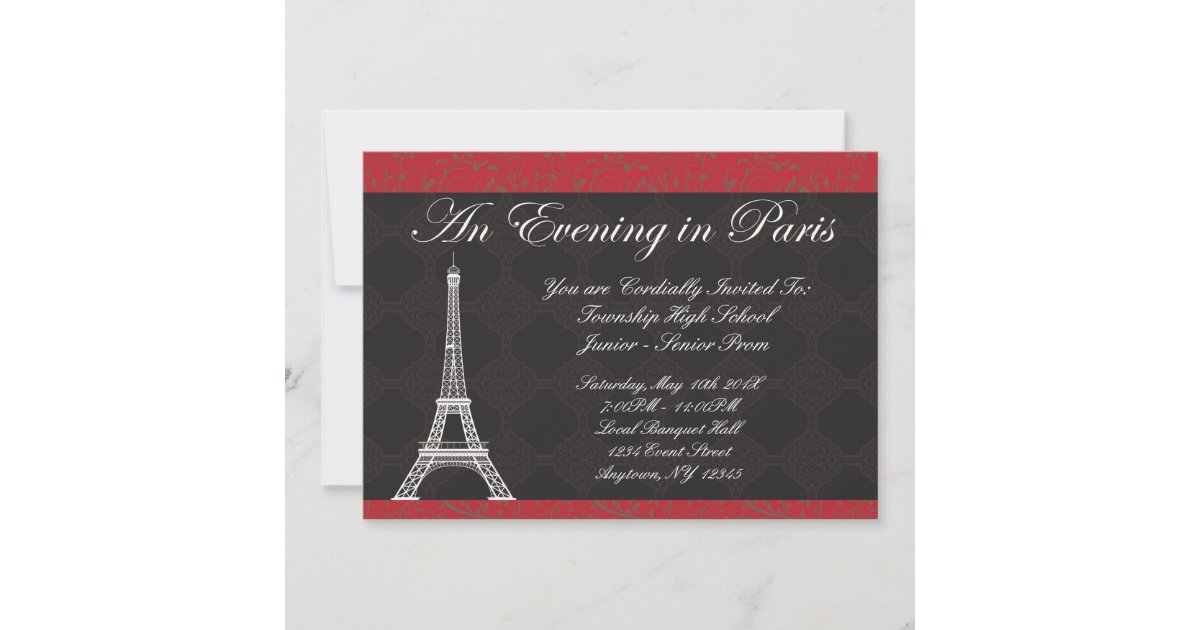 Evening in Paris Theme Prom Invitations | Zazzle