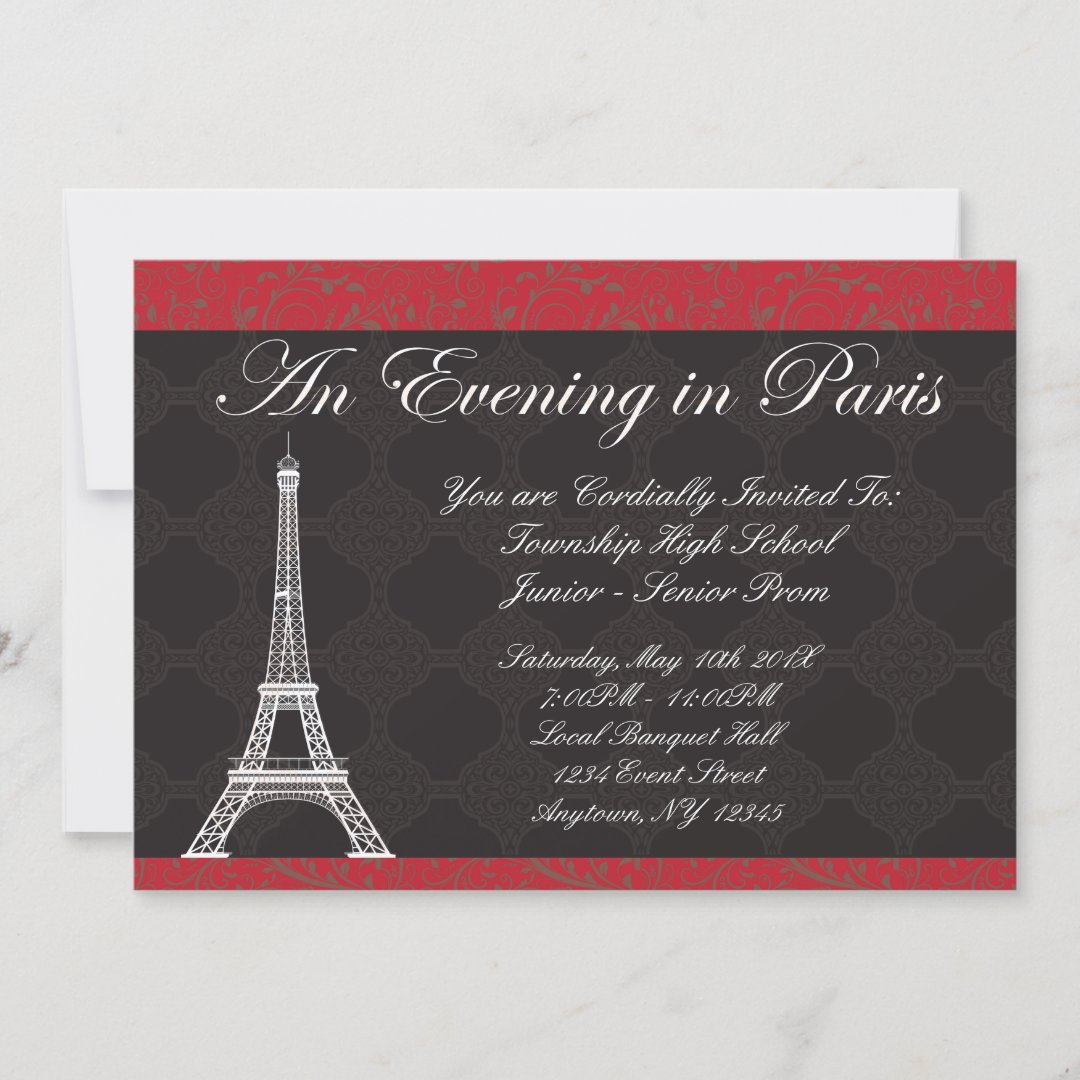 Evening in Paris Theme Prom Invitations | Zazzle