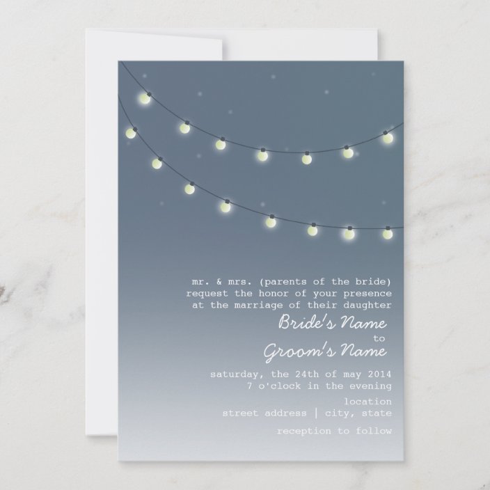Evening Outdoor Wedding - String Of Lights Invitation | Zazzle.com