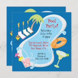 Evening Retro Pool Party Invitations | Zazzle