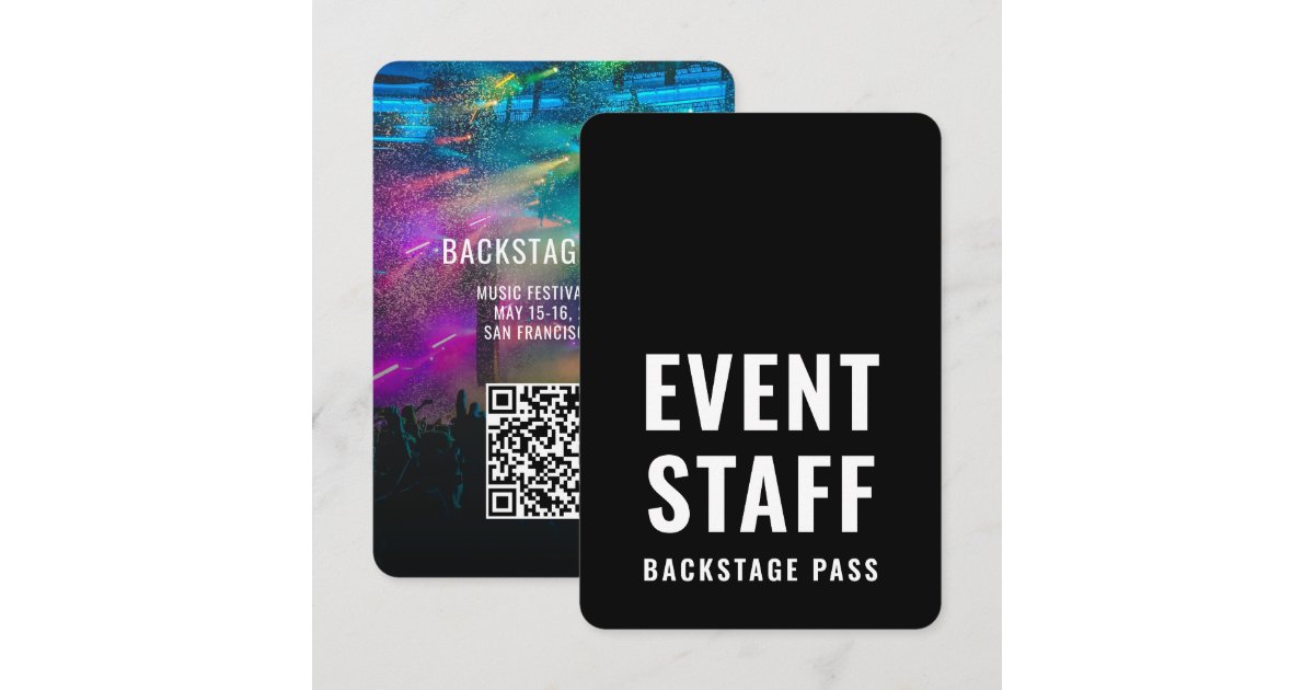 Event Backstage Pass QR Code ID Badge 3.5" x 5" Invitation | Zazzle