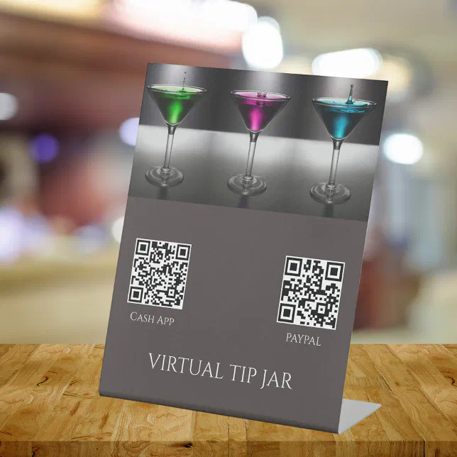 Event Bartender Virtual Tip Jar Tabletop Sign | Zazzle
