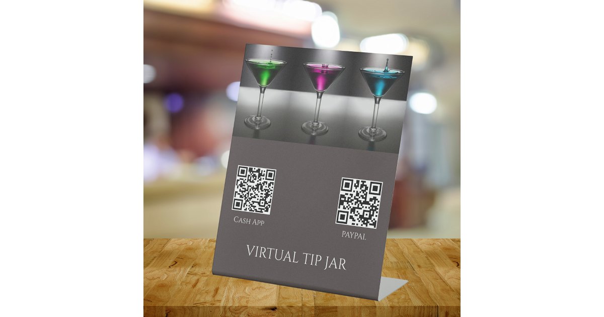 Event Bartender Virtual Tip Jar Tabletop Sign | Zazzle