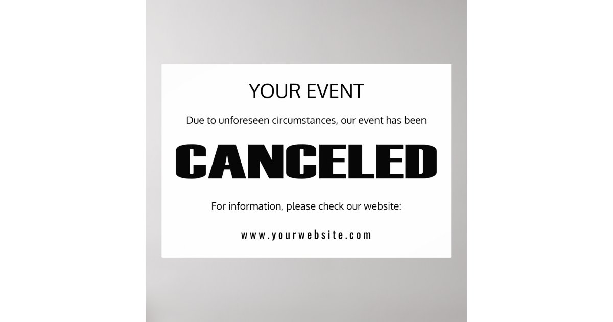 Event cancellation announcement simple big sign | Zazzle