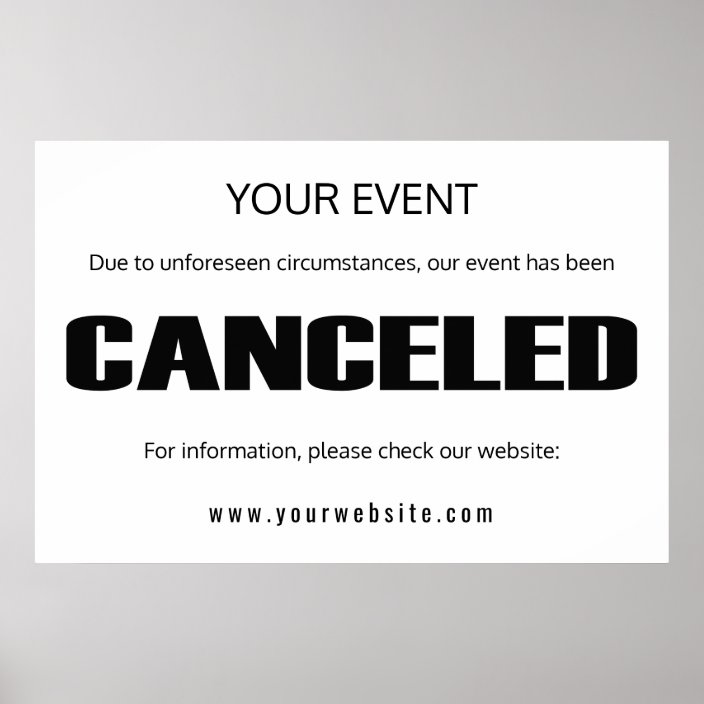 Event cancellation announcement simple big sign | Zazzle.com