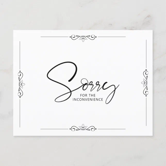 Event Cancellation or Postponement Black SORRY Announcement Postcard ...