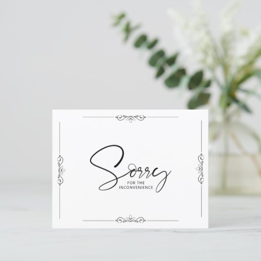 Event Cancellation or Postponement Black SORRY Announcement Postcard ...