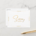 Event Cancellation or Postponement Gold SORRY Announcement Postcard ...