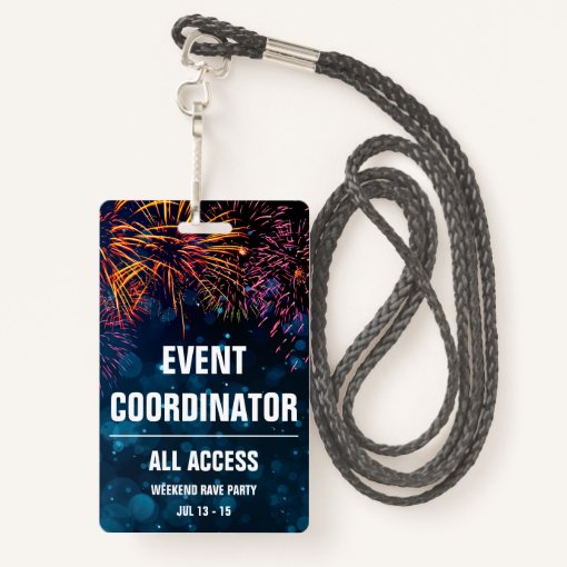 Event Coordinator All Access Event Pass Fireworks Badge | Zazzle