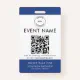 Event Logo QR Code Guest Pass Name Blue White Badge | Zazzle
