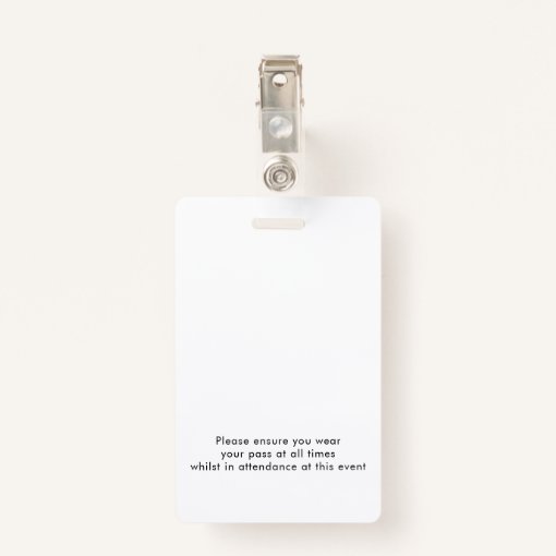 Event Logo QR Code Guest Pass Name Blue White Badge | Zazzle