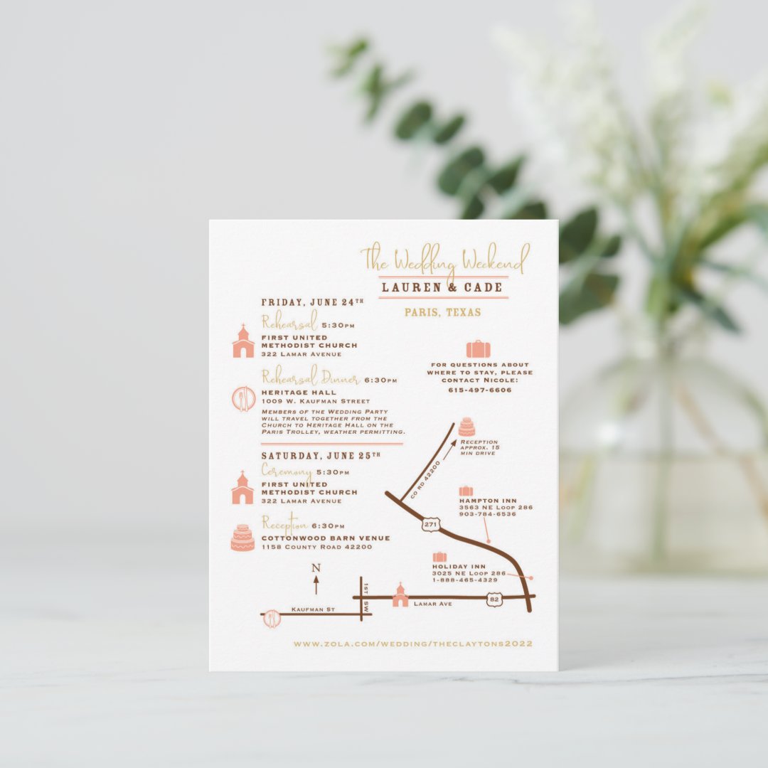 Event Map Enclosure Card Custom Design for Nicole | Zazzle
