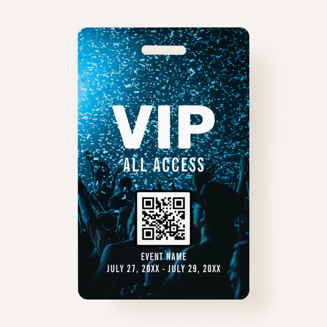 Event Photo VIP All Access Pass QR Code ID Badge | Zazzle