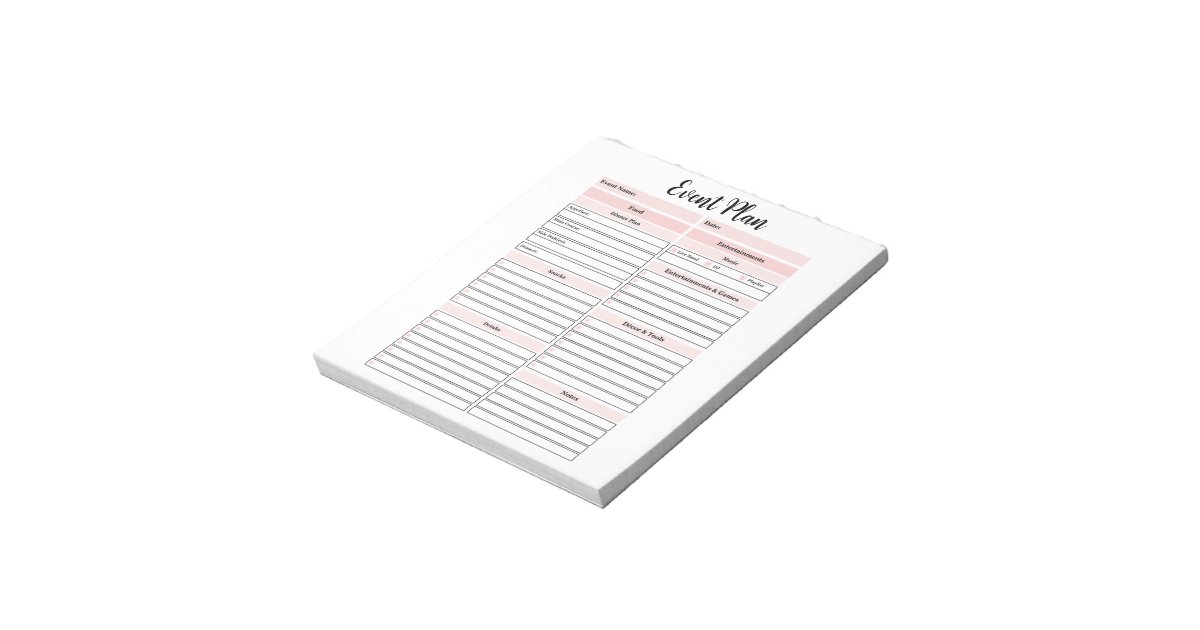 Event Plan Notepad | Zazzle