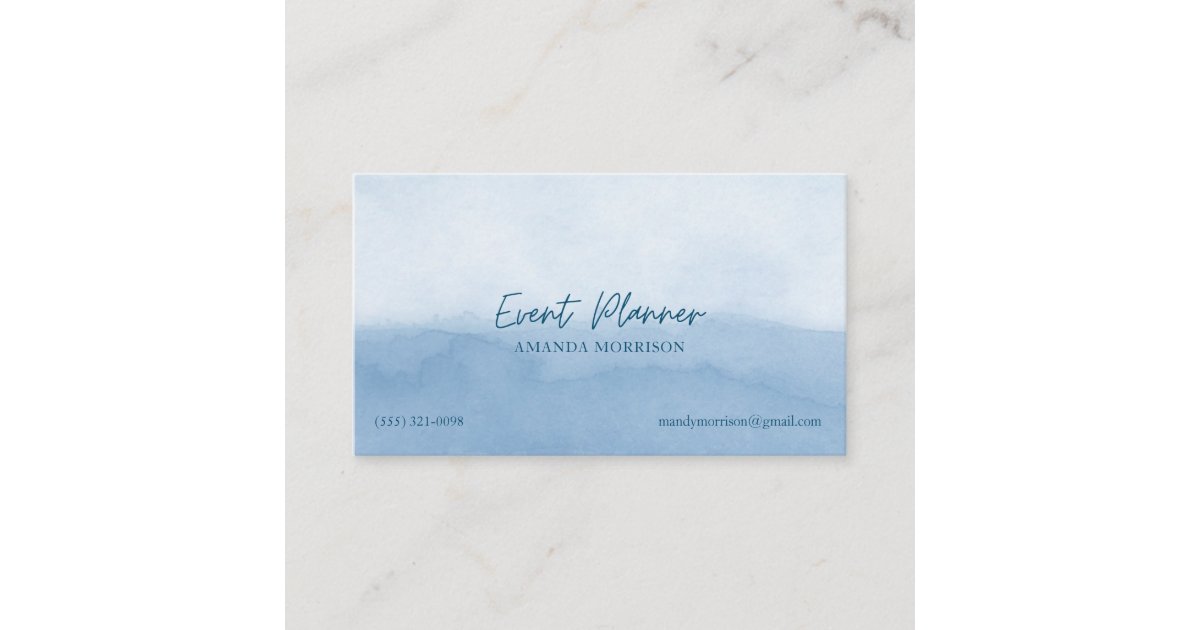 Event Planner Blue Watercolor Business Cards | Zazzle