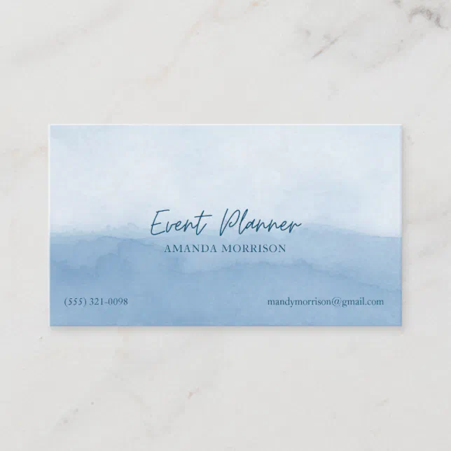 Event Planner Blue Watercolor Business Cards | Zazzle
