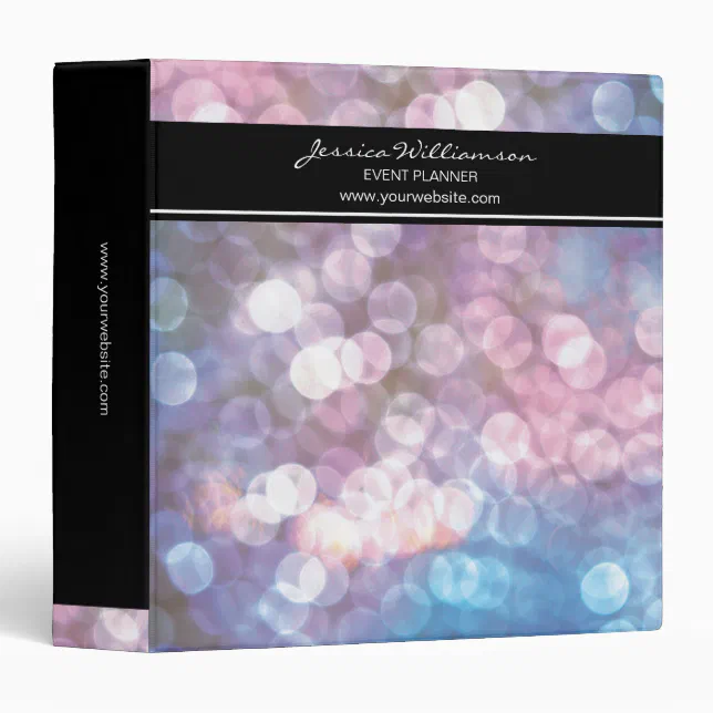 Event Planner • bokeh, sparkle lights, trendy Binder | Zazzle
