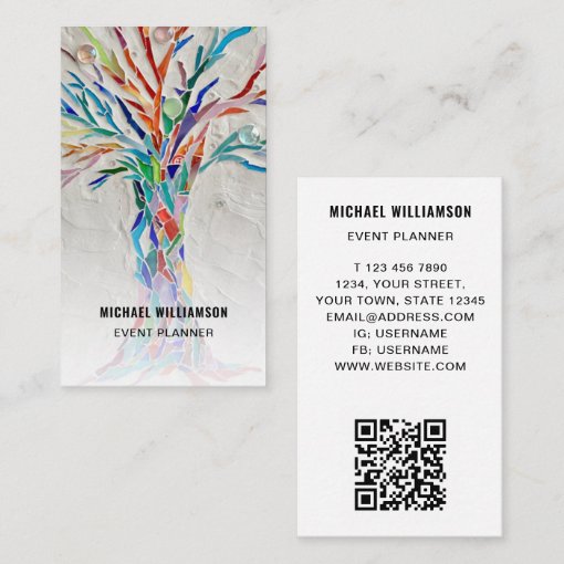 Event Planner Colorful QR Code Business Card | Zazzle